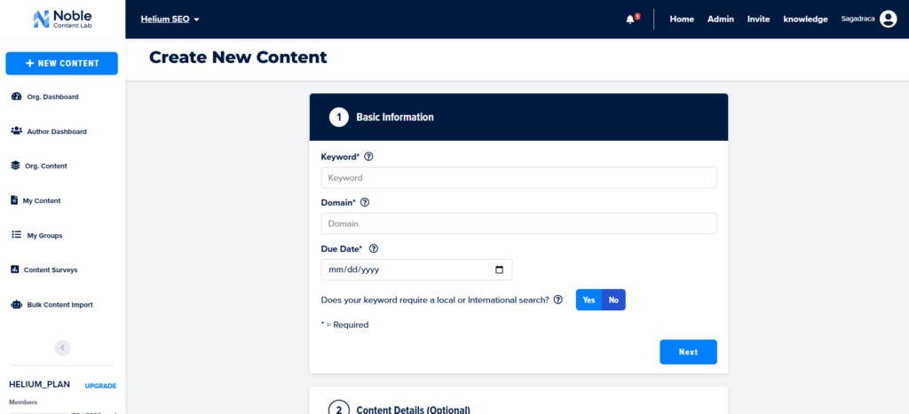 How To Create A New Content Piece - Noble Content Lab